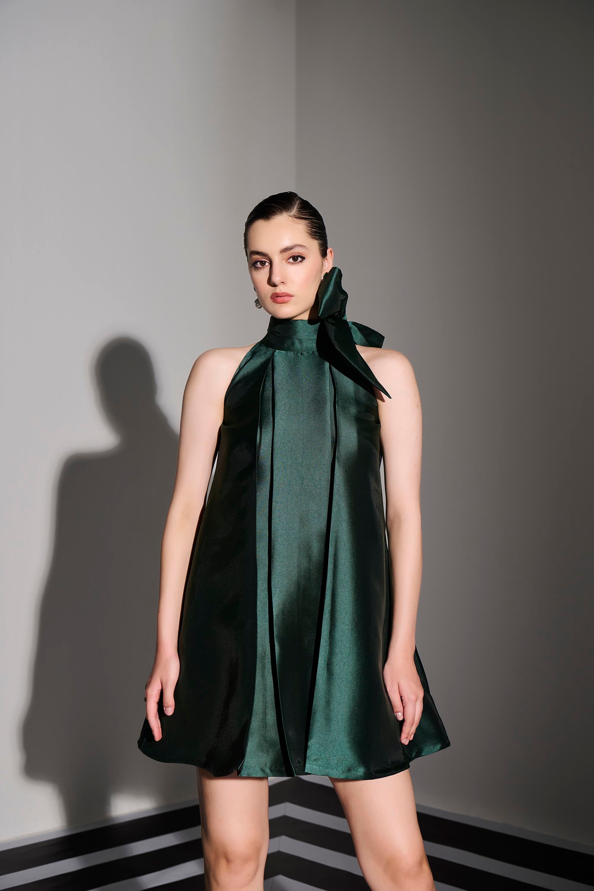 EMERALD BOW TIE DRESS