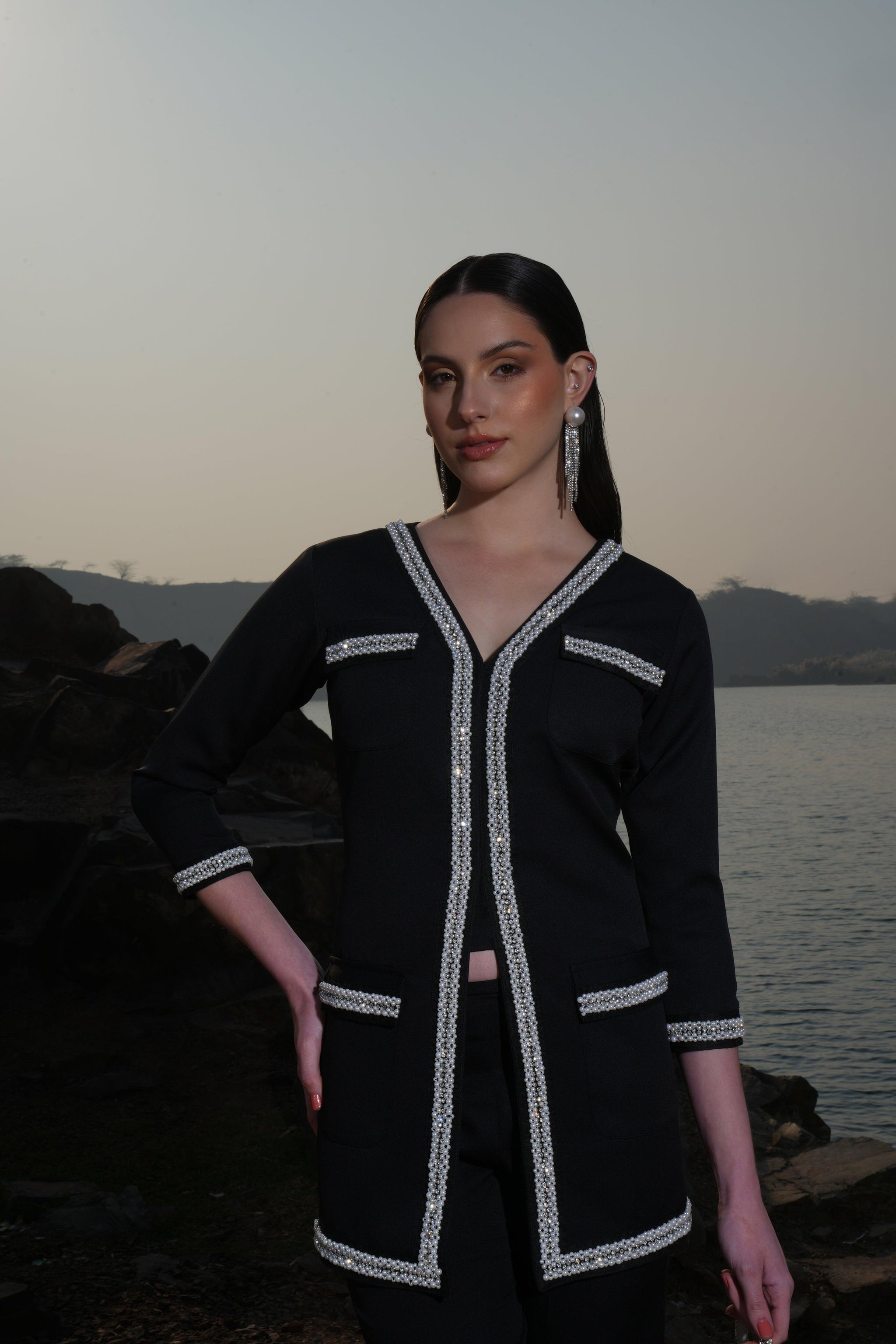 BLACK PEARL BEADED JACKET